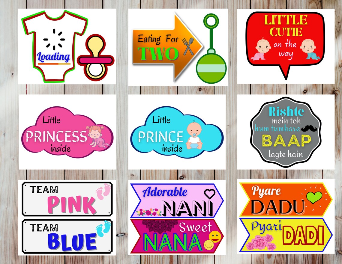 38 Baby Shower Photoshoot Prop printable Godhbharai Props for - Etsy UK