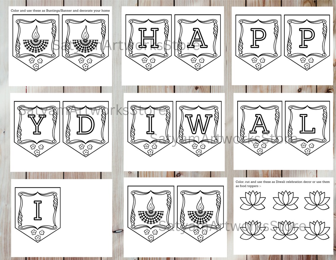 Diwali Activity Pages 20 Pages, Diwali Coloring Pages for Kids, Indian ...