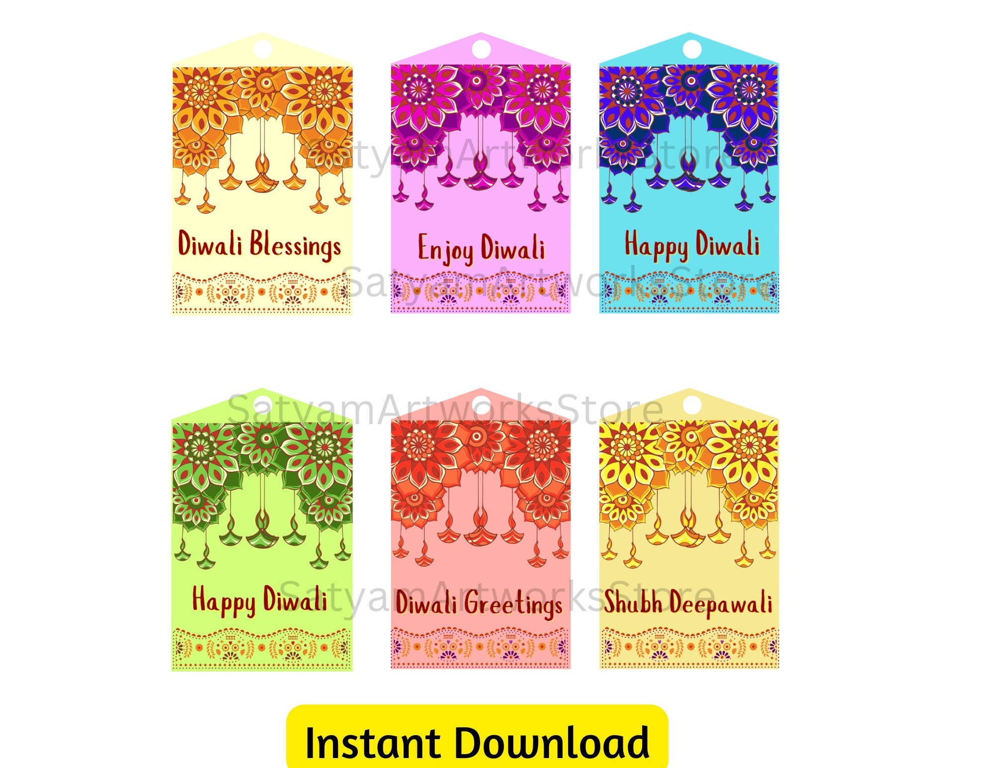 Happy Diwali Favour Tag, Diwali Gift Tags, Printable Gift Tags, Digital ...