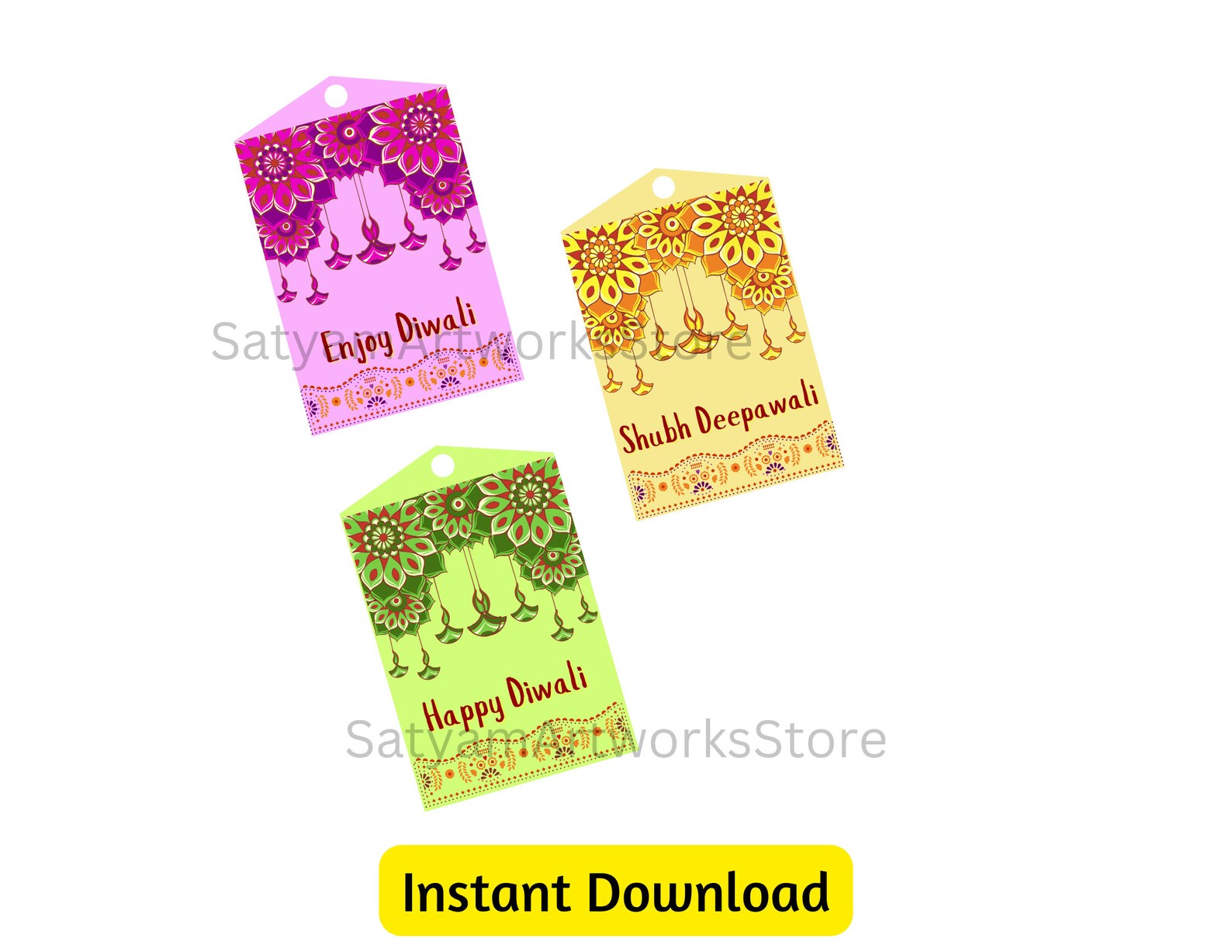 Happy Diwali Favour Tag, Diwali Gift Tags, Printable Gift Tags, Digital ...