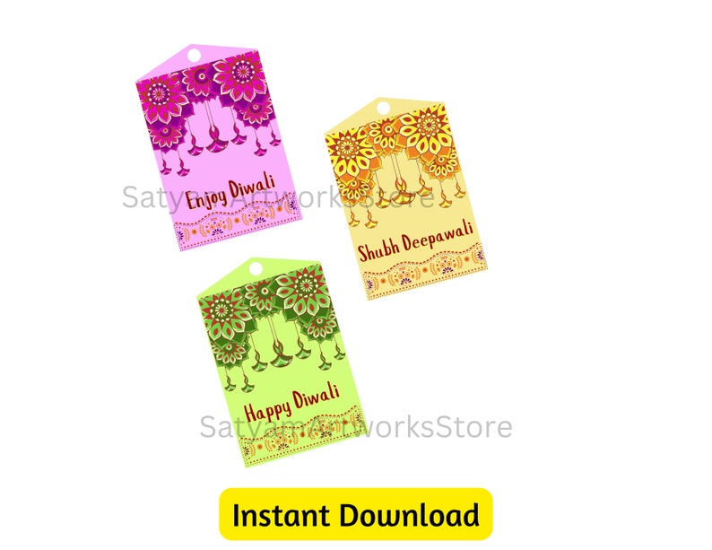 Happy Diwali Favour Tag, Diwali Gift Tags, Printable Gift Tags, Digital ...