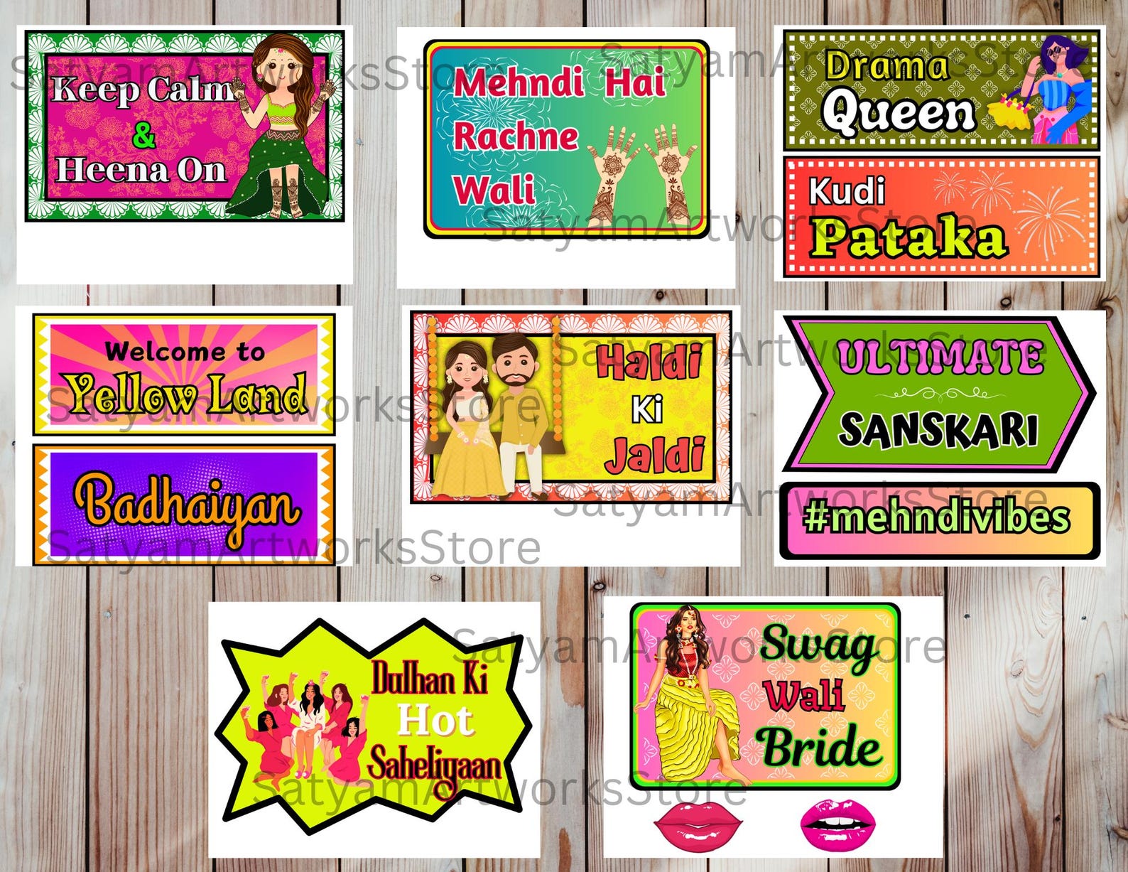 35 Indian Wedding Haldi and Mehndi Photo Booth Prop, Bollywood Wedding ...