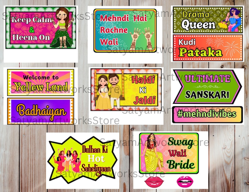 35 Indian Wedding Haldi and Mehndi Photo Booth Prop, Bollywood Wedding ...