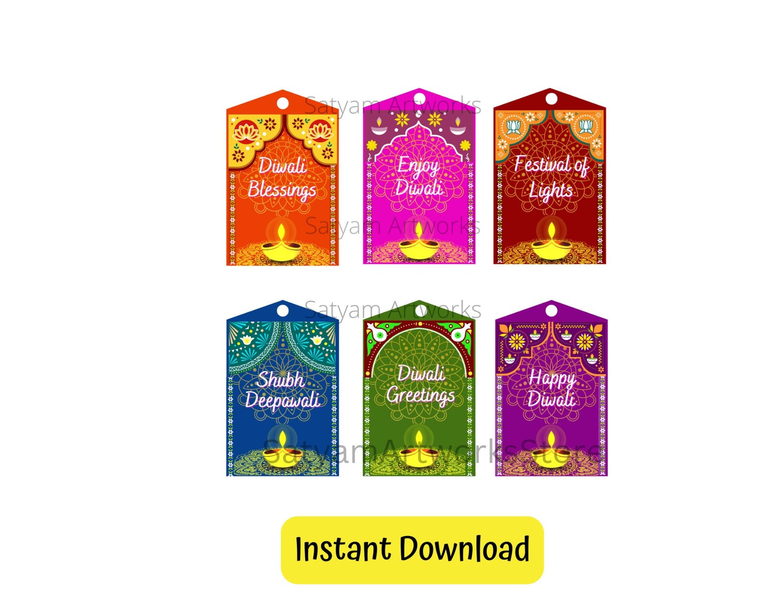 Happy Diwali Favour Tag, Diwali Gift Tags, Printable Gift Tags, Digital ...