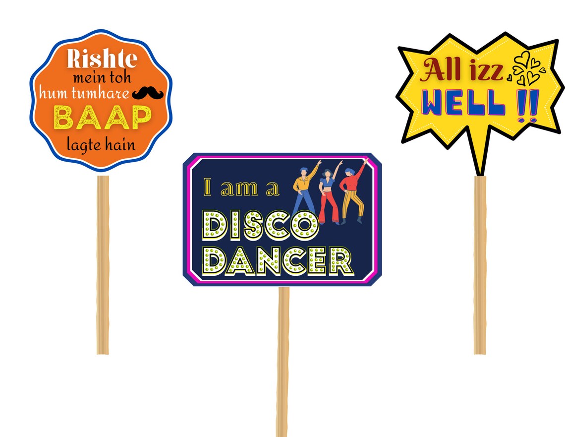 23 Bollywood Themed Party Props Bollywood Photo Booth Props - Etsy