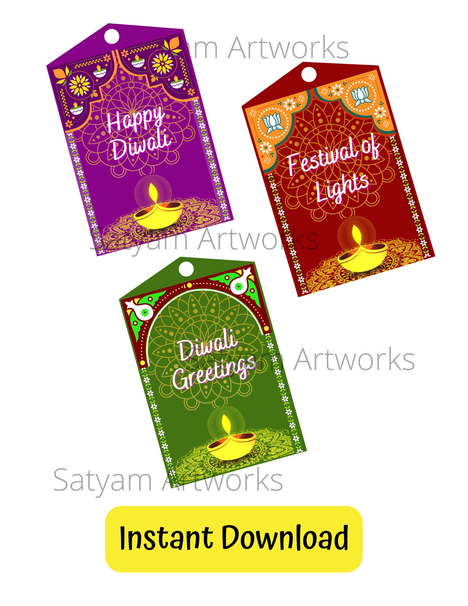 Happy Diwali Favour Tag, Diwali Gift Tags, Printable Gift Tags, Digital ...