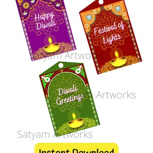 Happy Diwali Favour Tag, Diwali Gift Tags, Printable Gift Tags, Digital ...