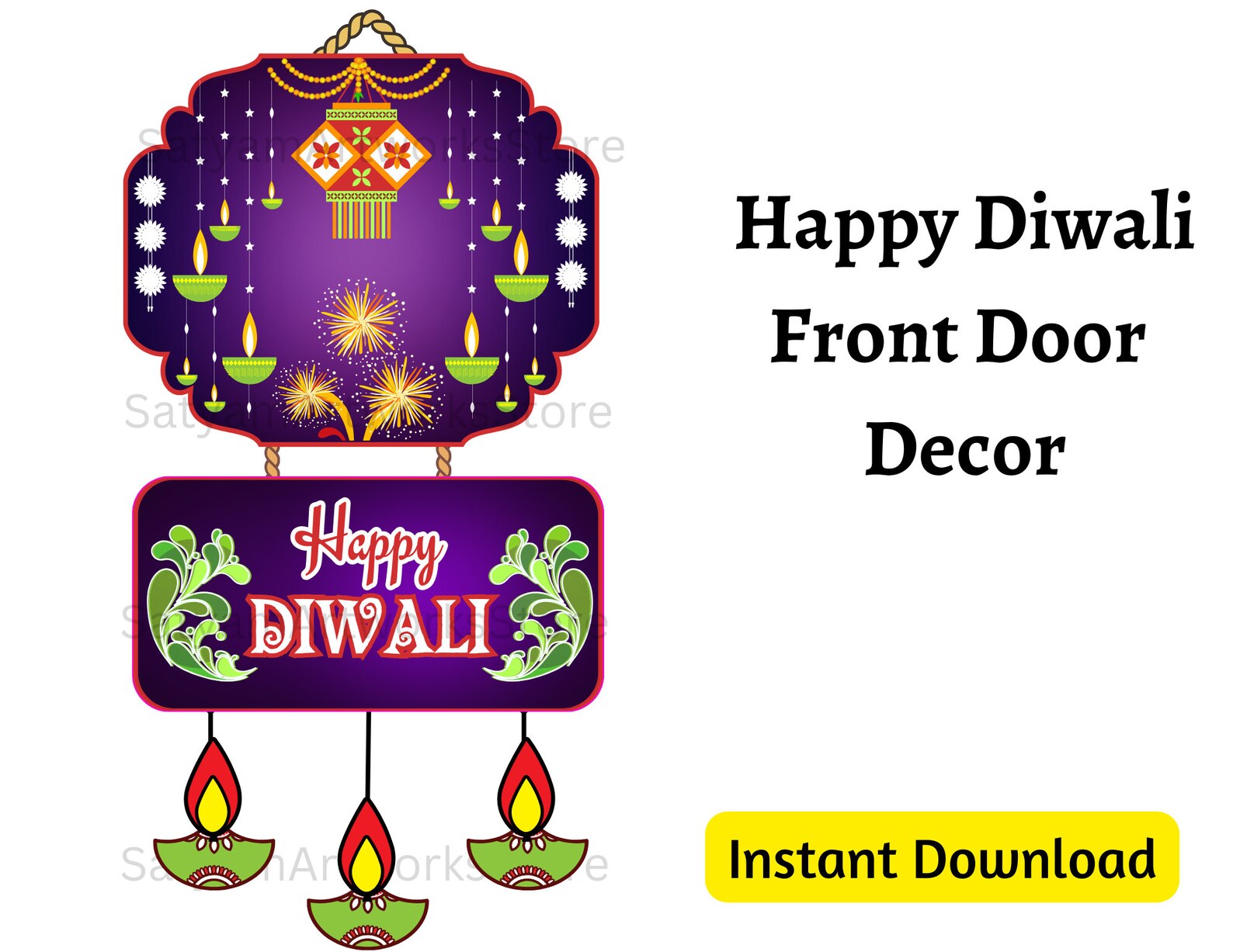 Front Door Happy Diwali Banner, Downloadable , Diwali Hanger / Banner ...