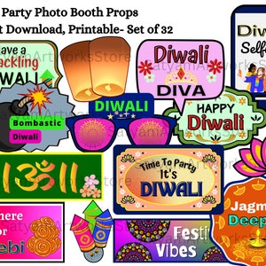 32 Diwali Themed Party Props, Diwali Photo Booth Props, Indian Festival ...
