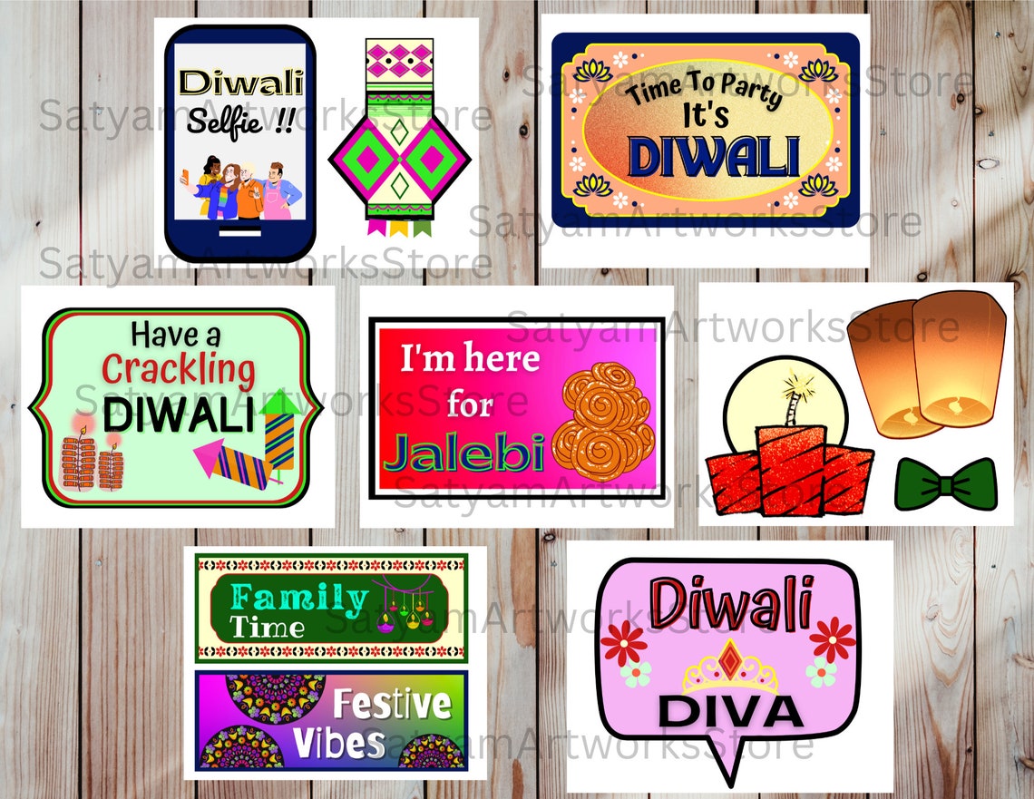 32 Diwali Themed Party Props, Diwali Photo Booth Props, Indian Festival ...
