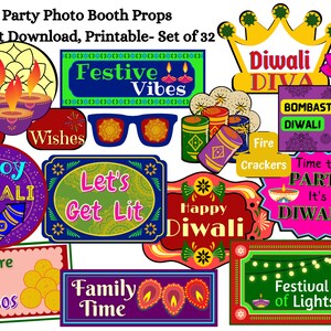 32 Diwali Themed Party Props Diwali Photo Booth Props Indian - Etsy UK