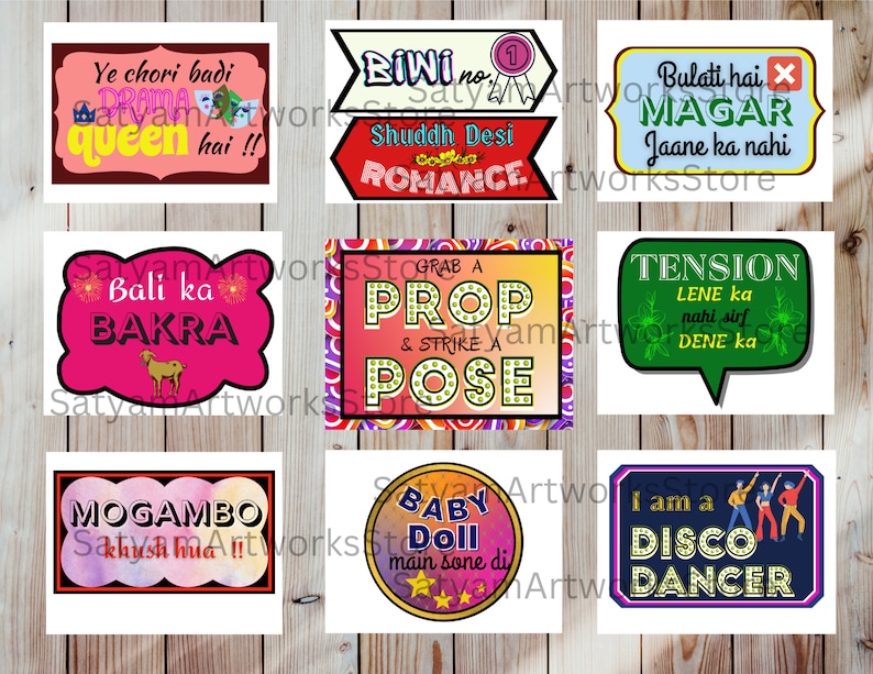 23 Bollywood Themed Party Props, Bollywood Photo Booth Props, Indian ...