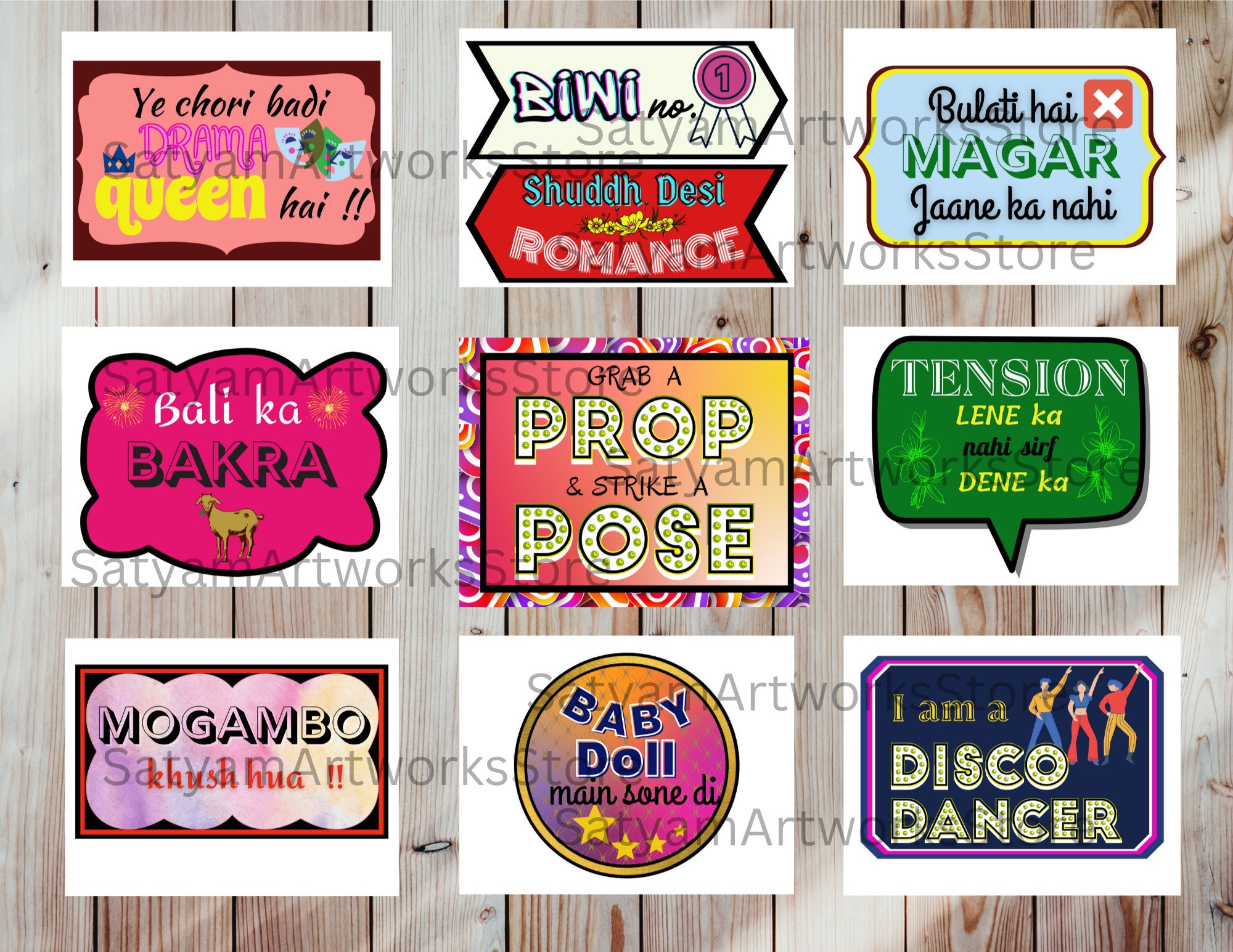 23 Bollywood Themed Party Props, Bollywood Photo Booth Props, Indian ...