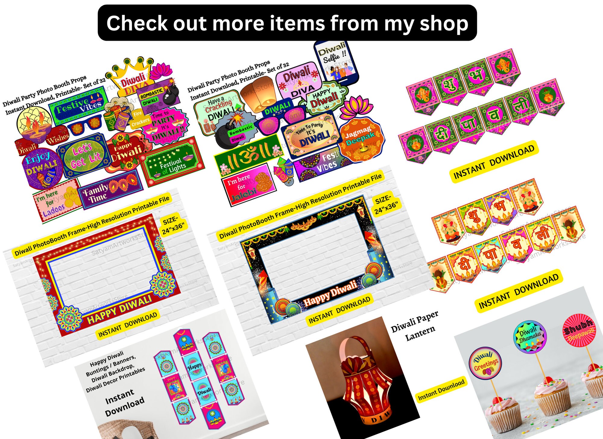 32 Diwali Themed Party Props, Diwali Photo Booth Props, Indian Festival ...