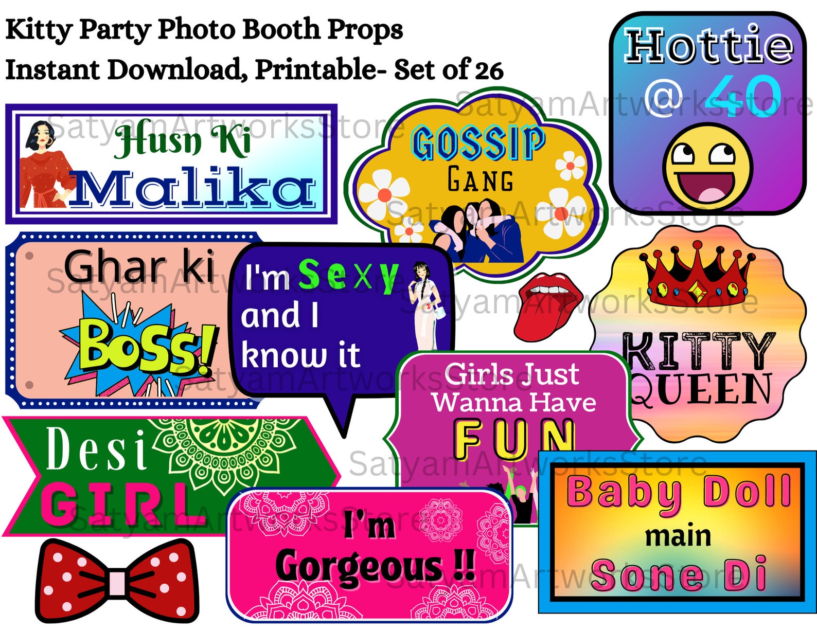 26 Kitty Party Photobooth Props Bollywood Photo Booth Props - Etsy