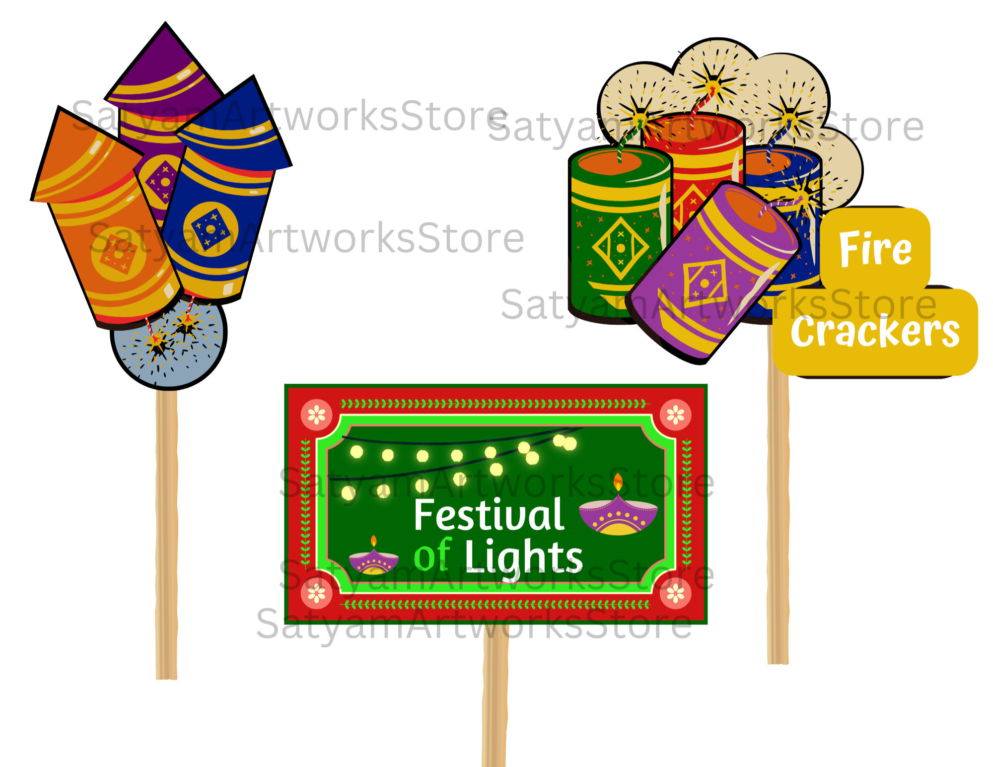 32 Diwali Themed Party Props, Diwali Photo Booth Props, Indian Festival ...