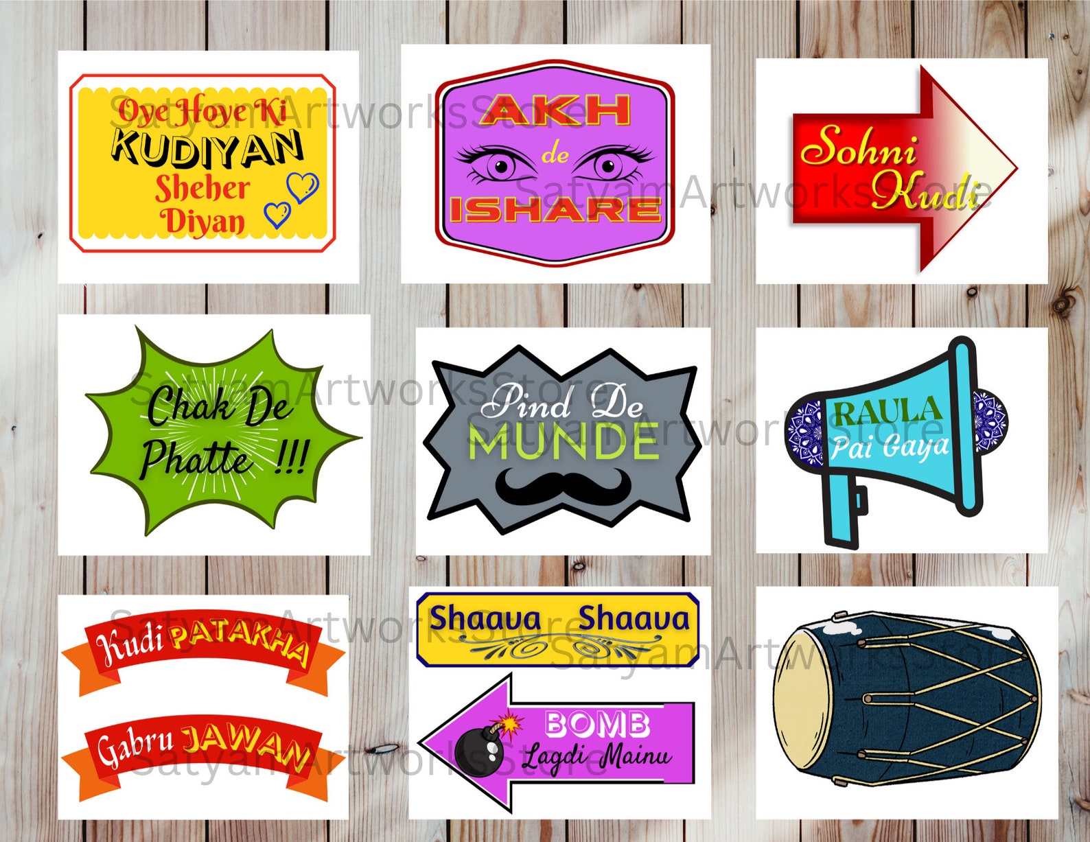 Punjabi Bollywood Photo Booth Props: Indian Wedding, Lohri Party (DIY ...