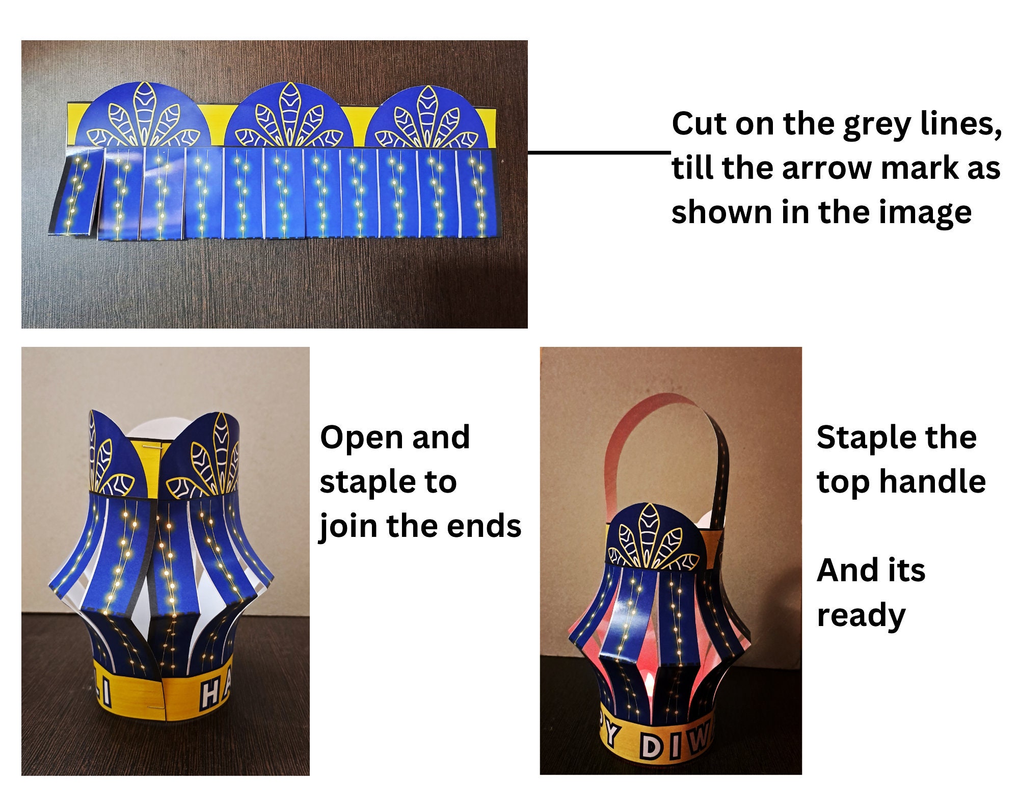 Diwali Printable Paper Lantern, Indian Festival, Instant Download ...