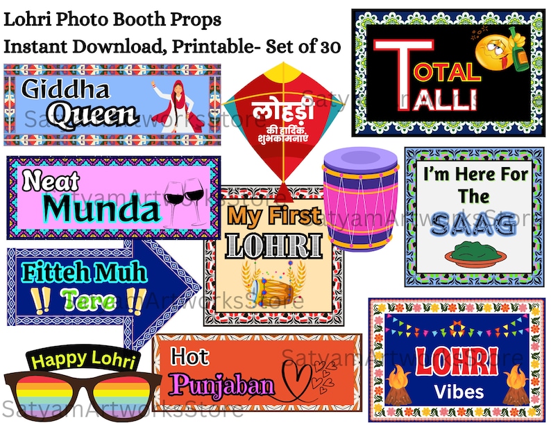 30 Lohri Party Photo Booth Props, Punjabi Props, Bollywood Photo Booth ...