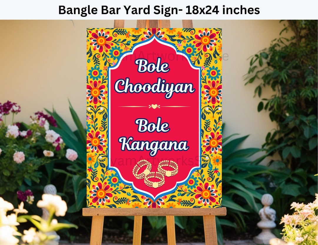 Indian Wedding Yard Sign, Bangle Bar Sign, Doli Signs, Indian Wedding ...