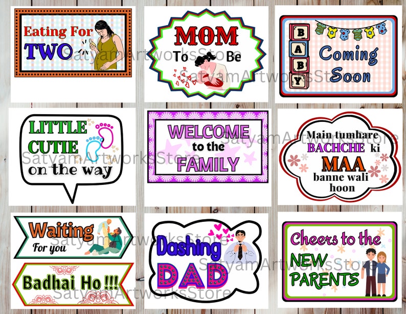 38 Baby Shower Photoshoot Prop ,printable Godhbharai Props for Family ...