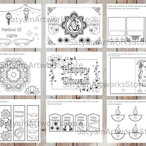 Diwali Activity Pages - 20 Pages, Diwali Coloring Pages for Kids ...