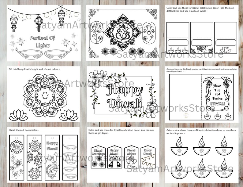 Diwali Activity Pages - 20 Pages, Diwali Coloring Pages for Kids ...