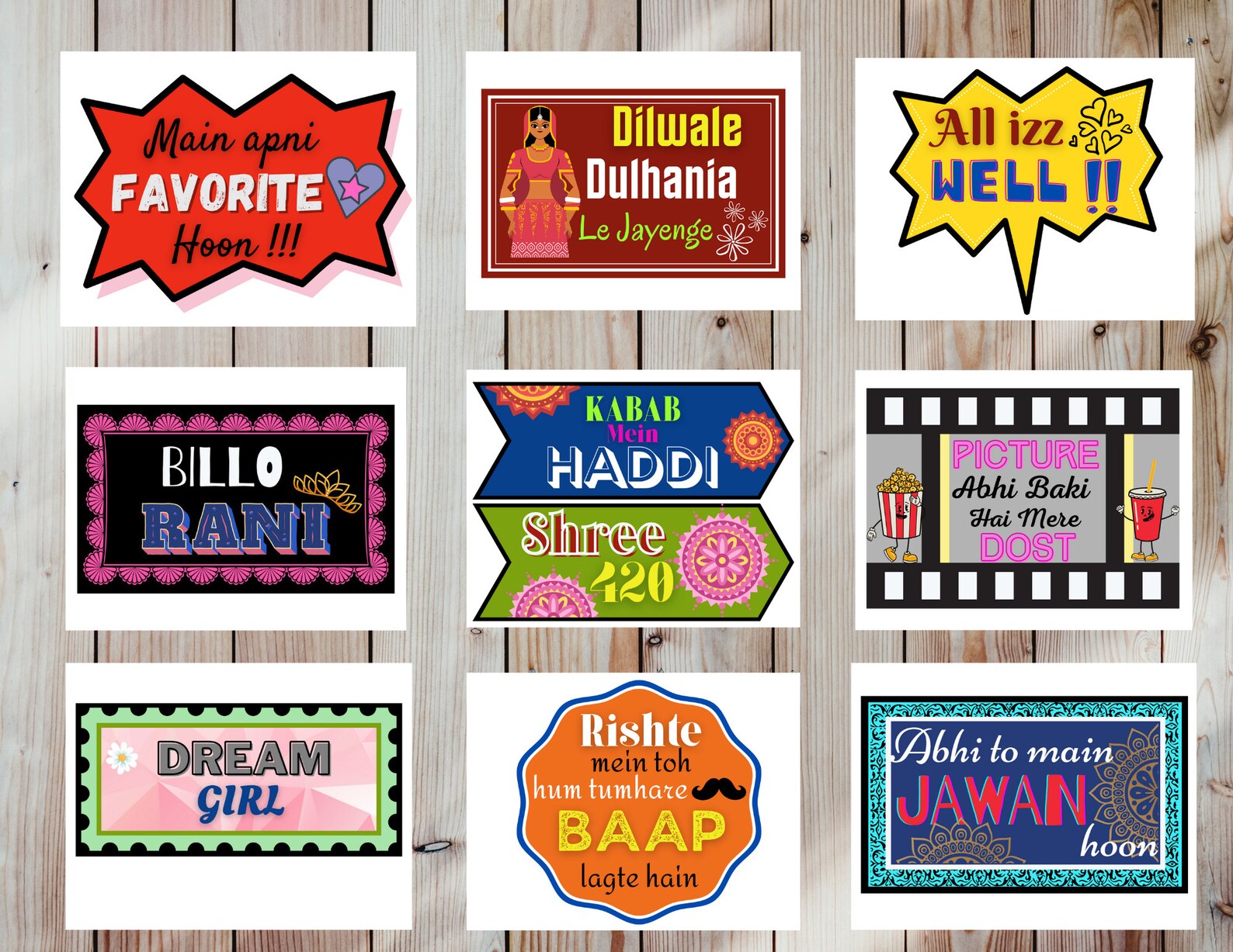 23 Bollywood Themed Party Props Bollywood Photo Booth Props - Etsy