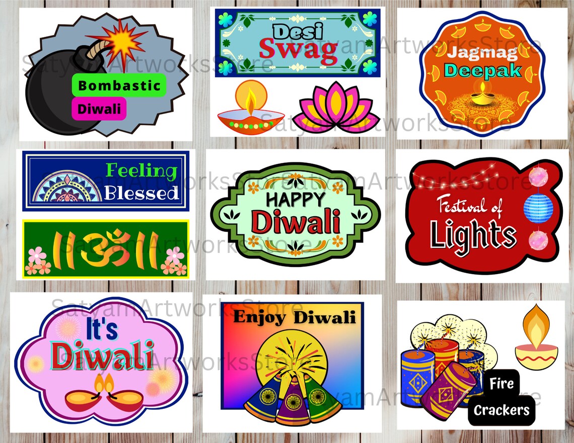 32 Diwali Themed Party Props, Diwali Photo Booth Props, Indian Festival ...