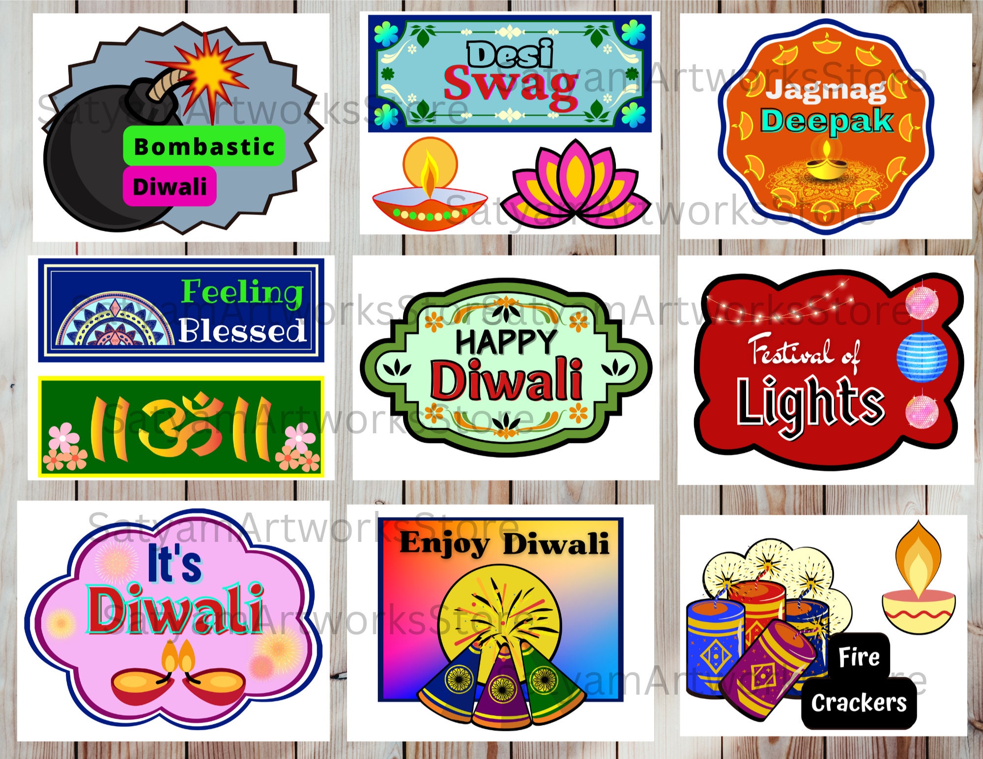 32 Diwali Themed Party Props, Diwali Photo Booth Props, Indian Festival ...