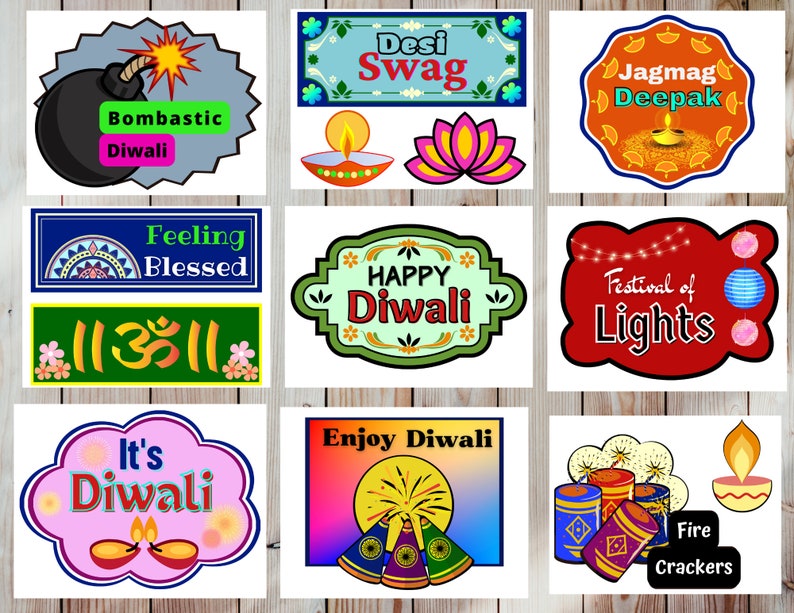 32 Diwali Themed Party Props Diwali Photo Booth Props Indian - Etsy