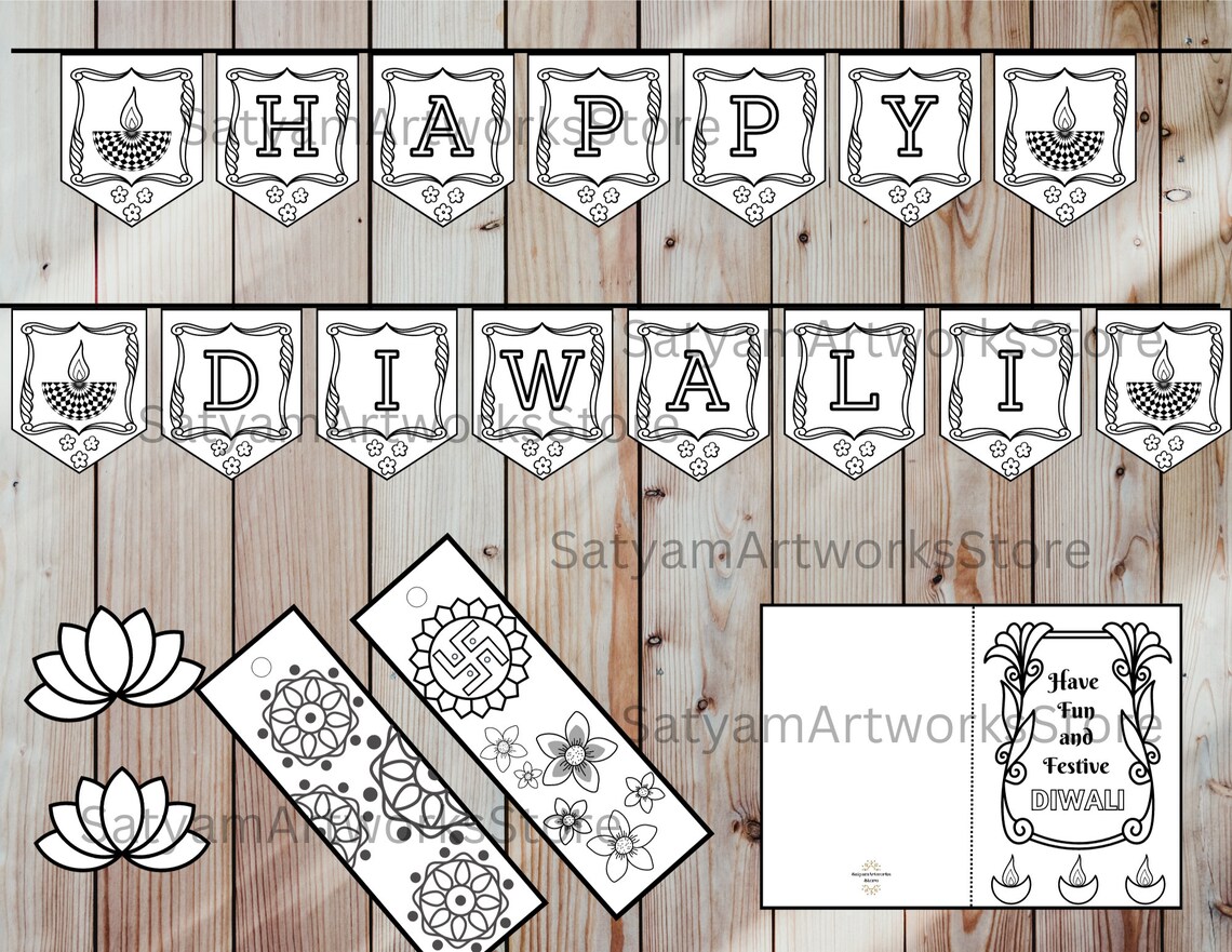 Diwali Activity Pages 20 Pages, Diwali Coloring Pages for Kids, Indian ...