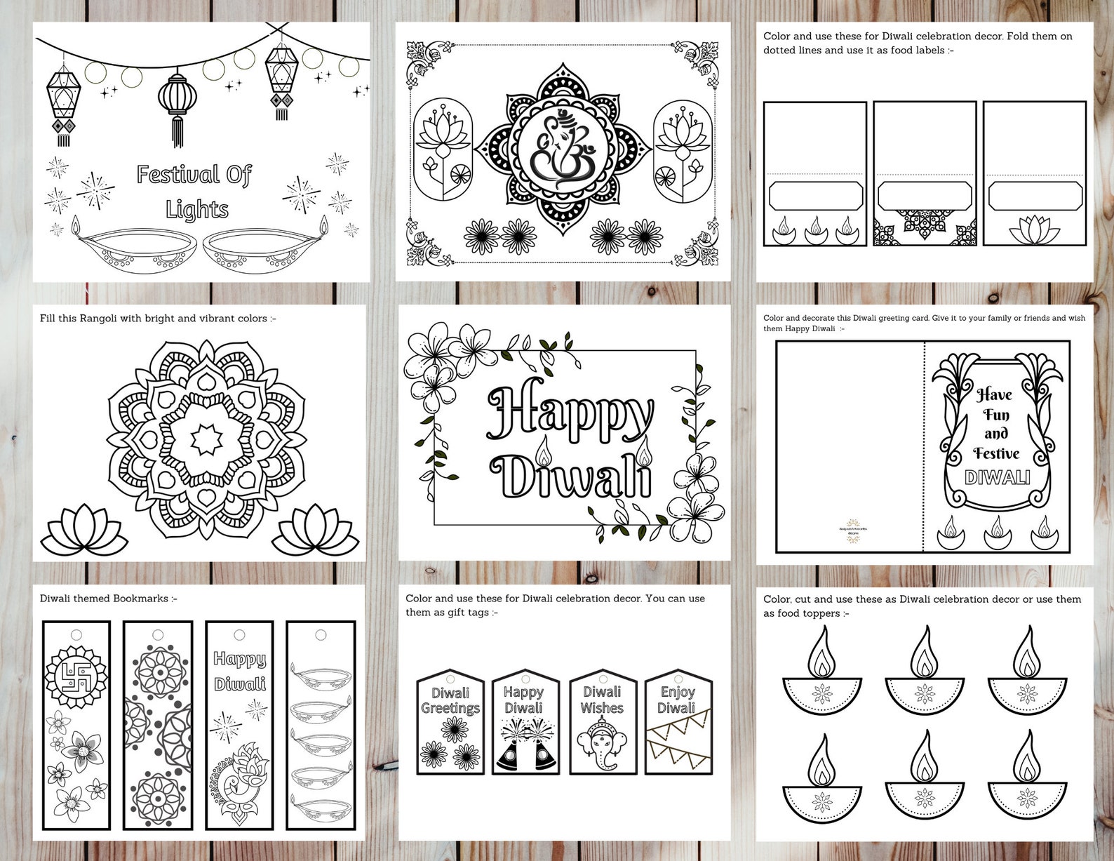 Diwali Activity Pages 20 Pages Diwali Coloring Pages for - Etsy UK