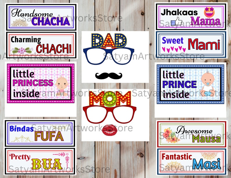 38 Baby Shower Photoshoot Prop ,printable Godhbharai Props for Family ...