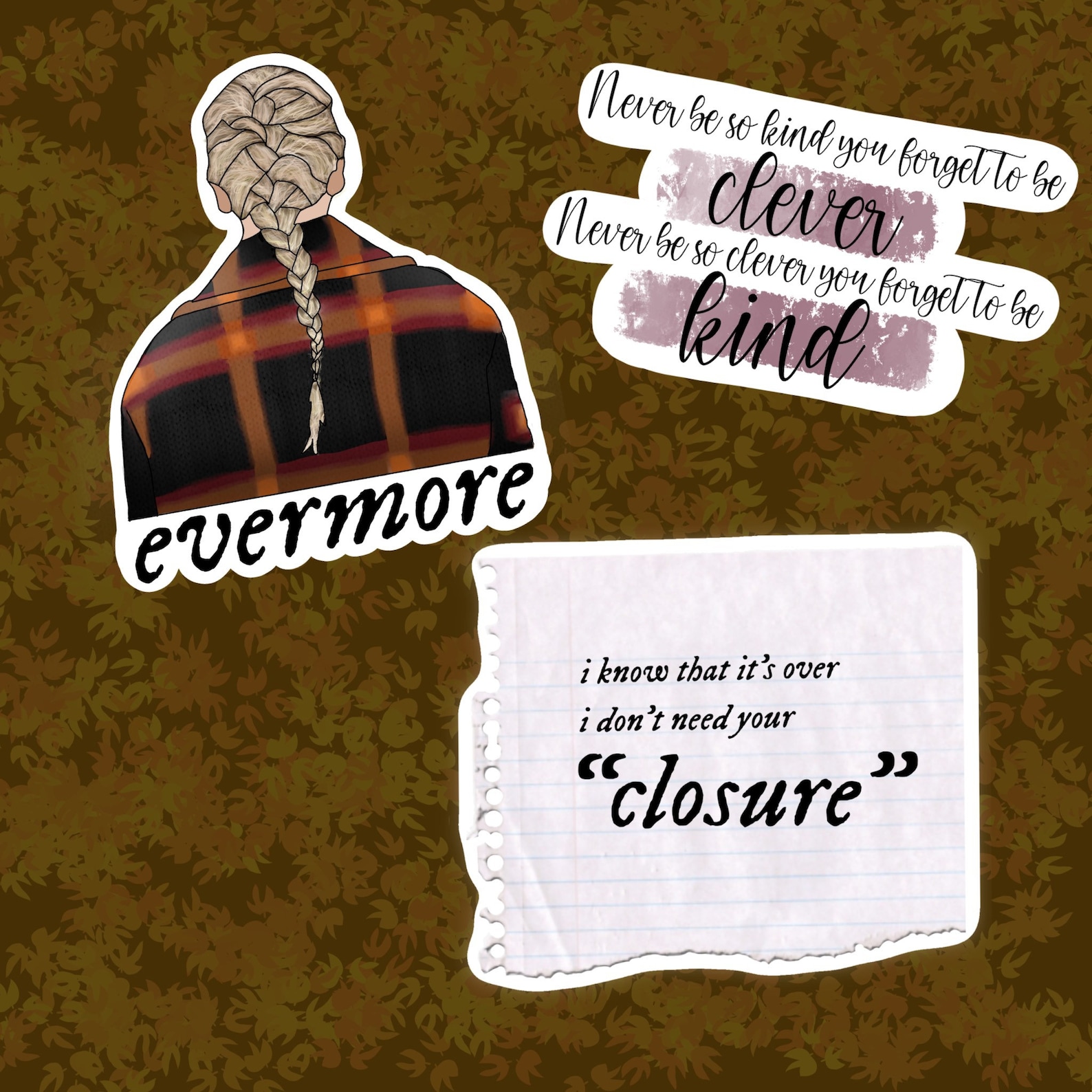 TAYLOR SWIFT EVERMORE Cover Art and Lyrics Stickers | Etsy