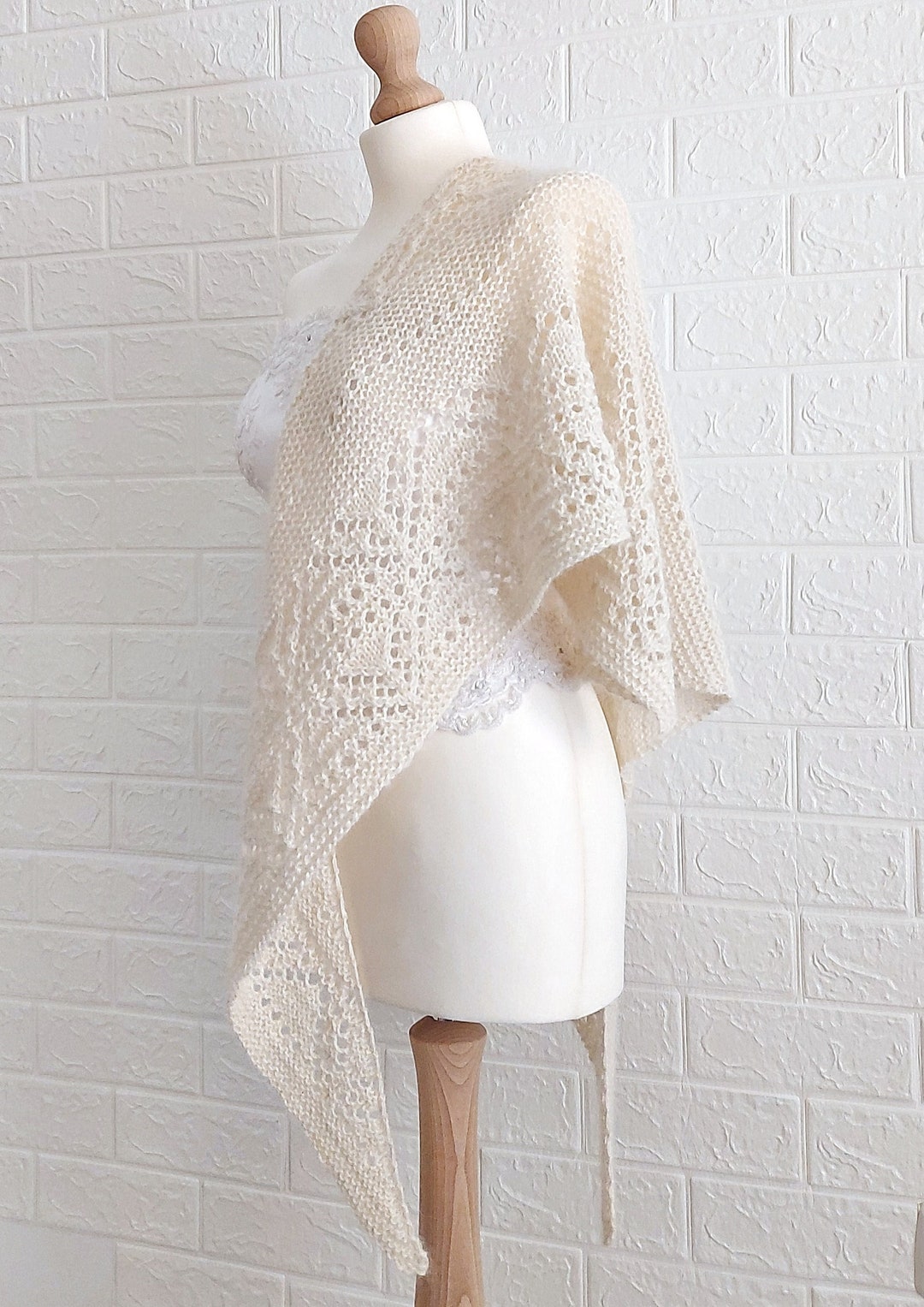 Winter Wedding Shawl for Bridesmaid, Soft White Alpaca Mohair Shawl, Hand Knit Triangle Shawl - Etsy