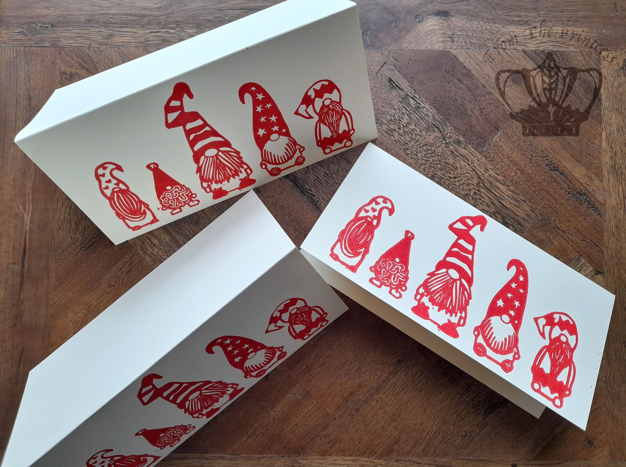 Christmas Gnome Card - Handmade Linocut Print Christmas Card, Scandi ...