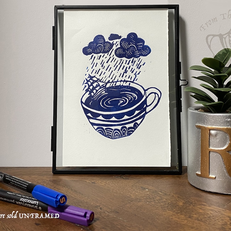 Linocut Storm - Etsy UK