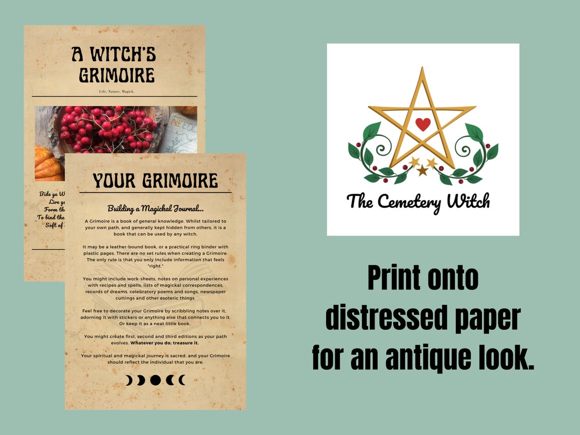 Printable Grimoire Pages Build Your Own Grimoire Book of Shadows the Cemetery Witch Learn ...