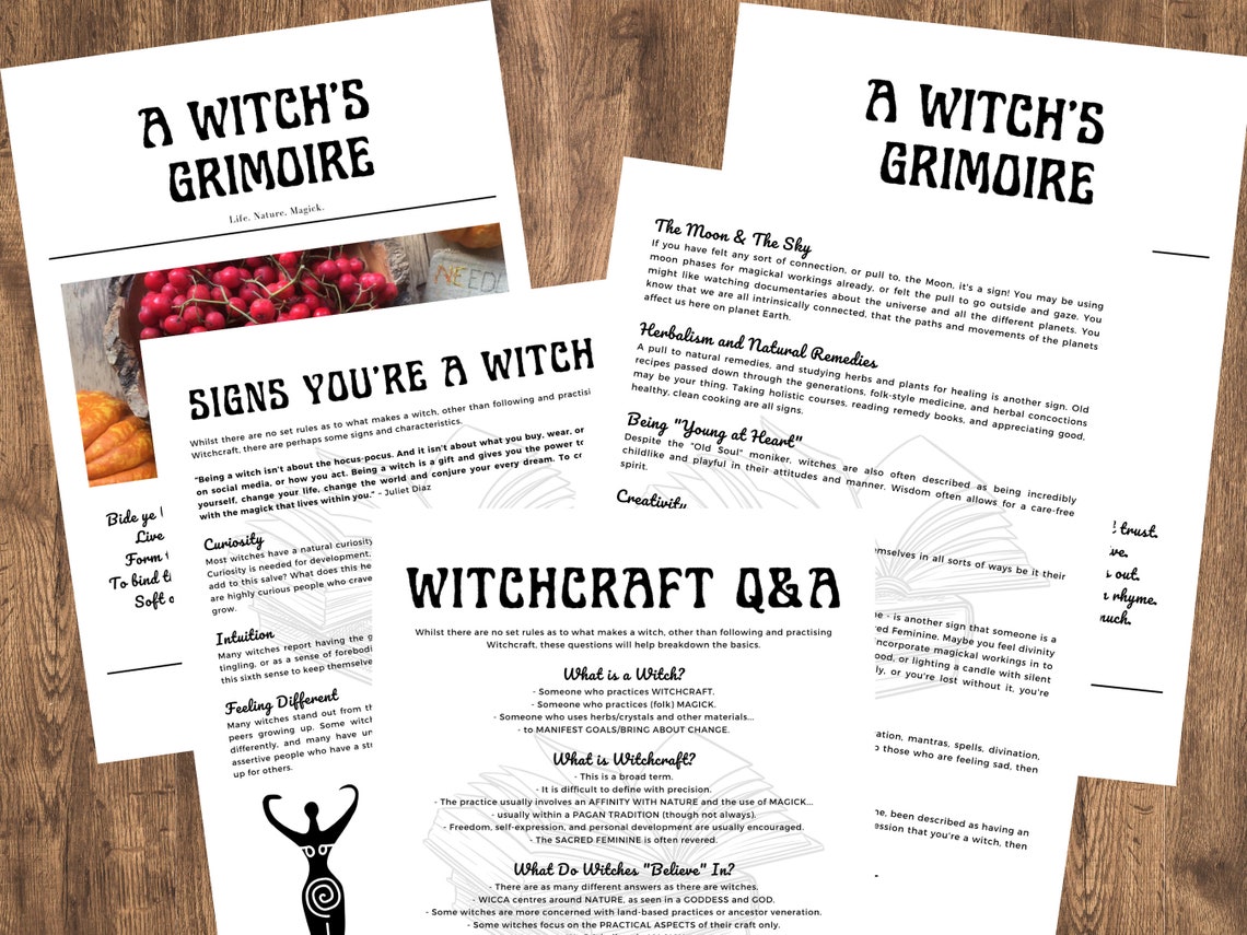 Printable Grimoire Pages Build Your Own Grimoire Book of Shadows the Cemetery Witch Learn ...