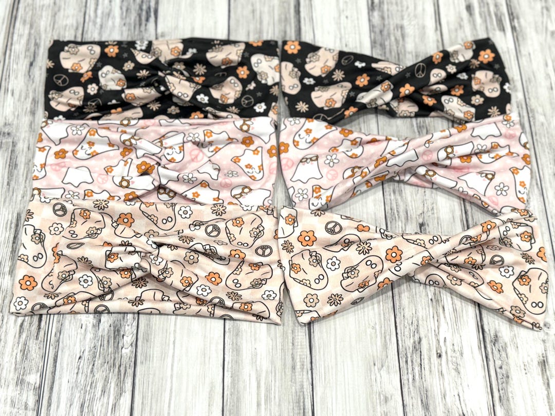 The Retro Ghosts Knotted or Double Twist Headband - Etsy