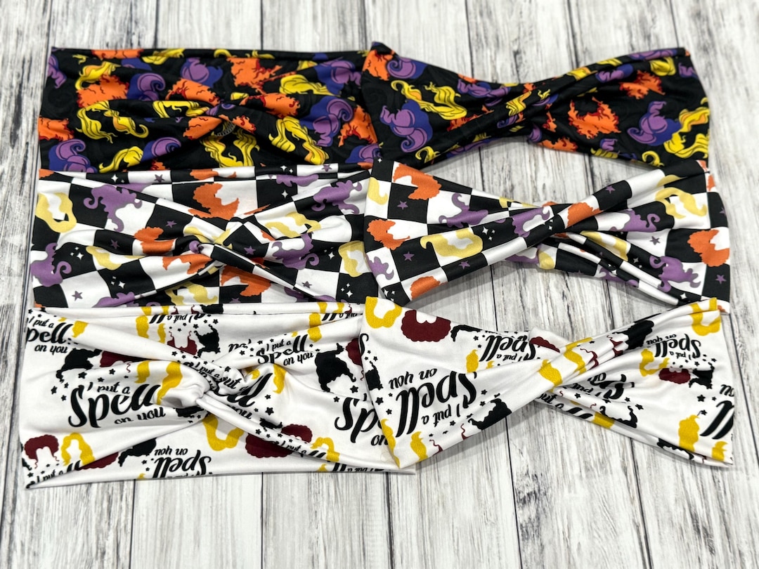 The Hocus Pocus Print Halloween Knotted or Double Twist Headbands - Etsy