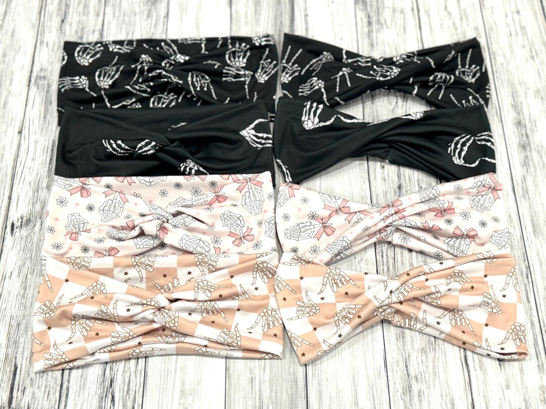 The Spooky Skeleton Hands Knotted or Double Twist Halloween Headbands ...
