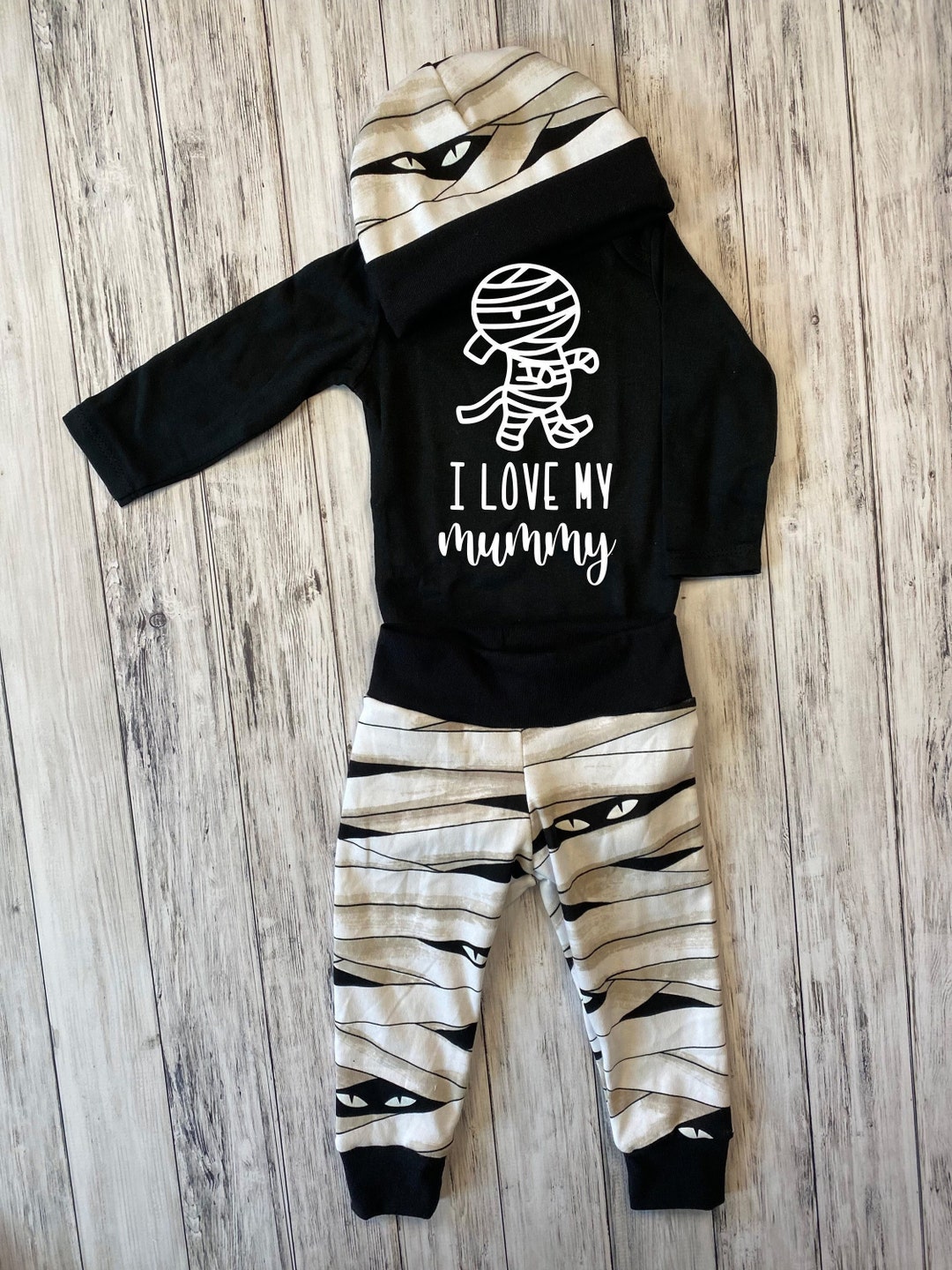 Mummy Wrap Joggers Hat Onesie Baby Toddler Halloween Outfit, I Love My ...