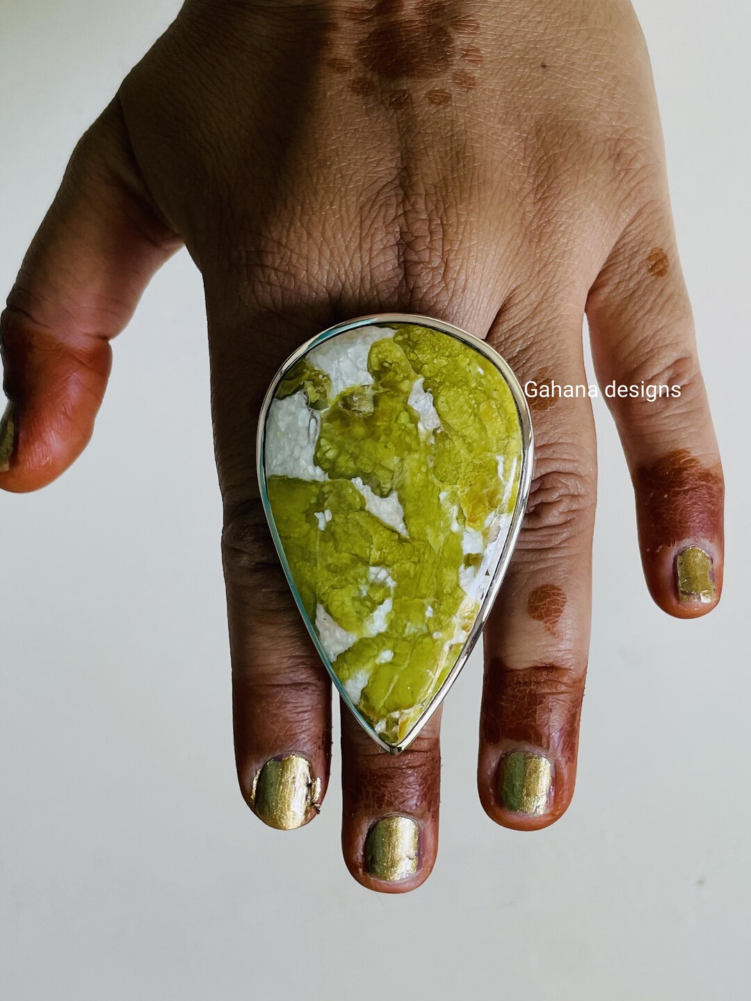 ONE OF KIND Lizardite Ring 925 Solid Sterling Silver Ring Summer Ring ...