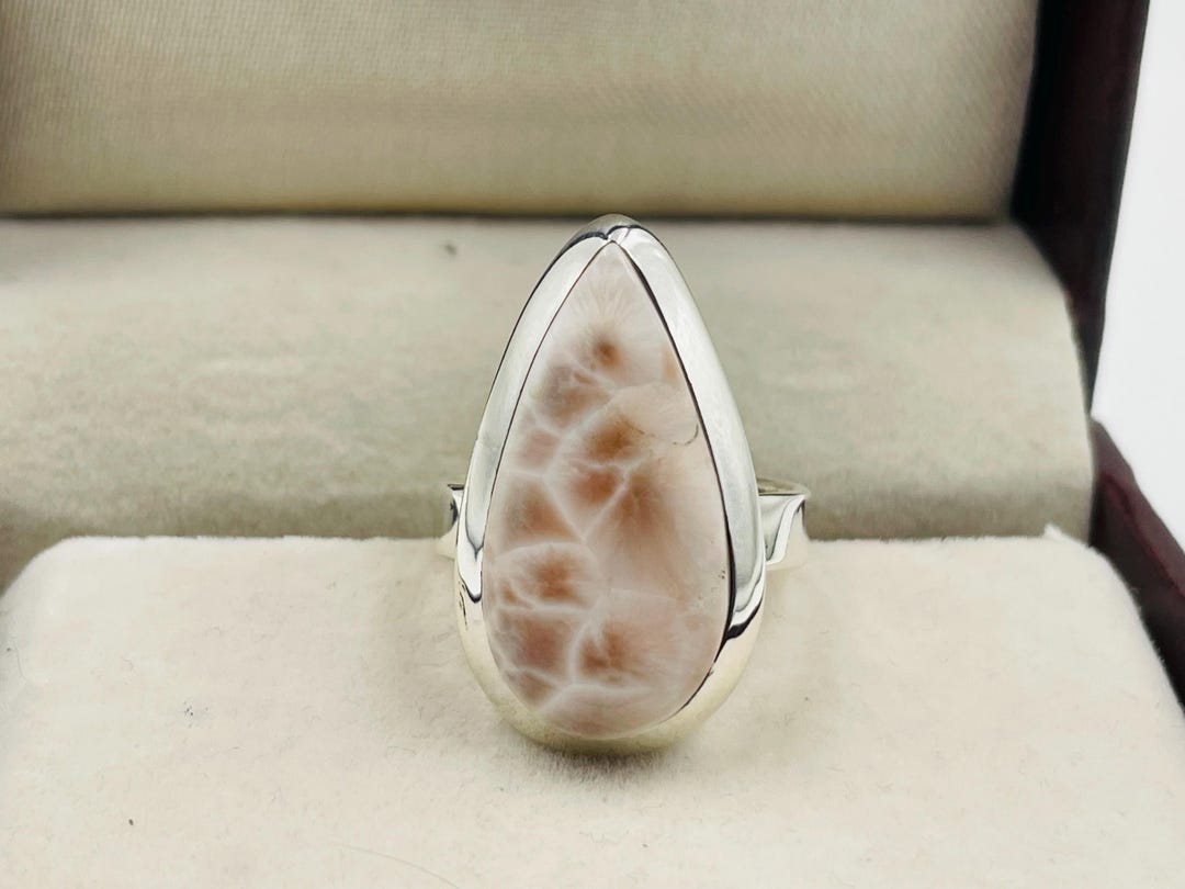 RARE Pink Natrolite Thomsonite Larimar Ring Solid 925 Sterling Silver ...