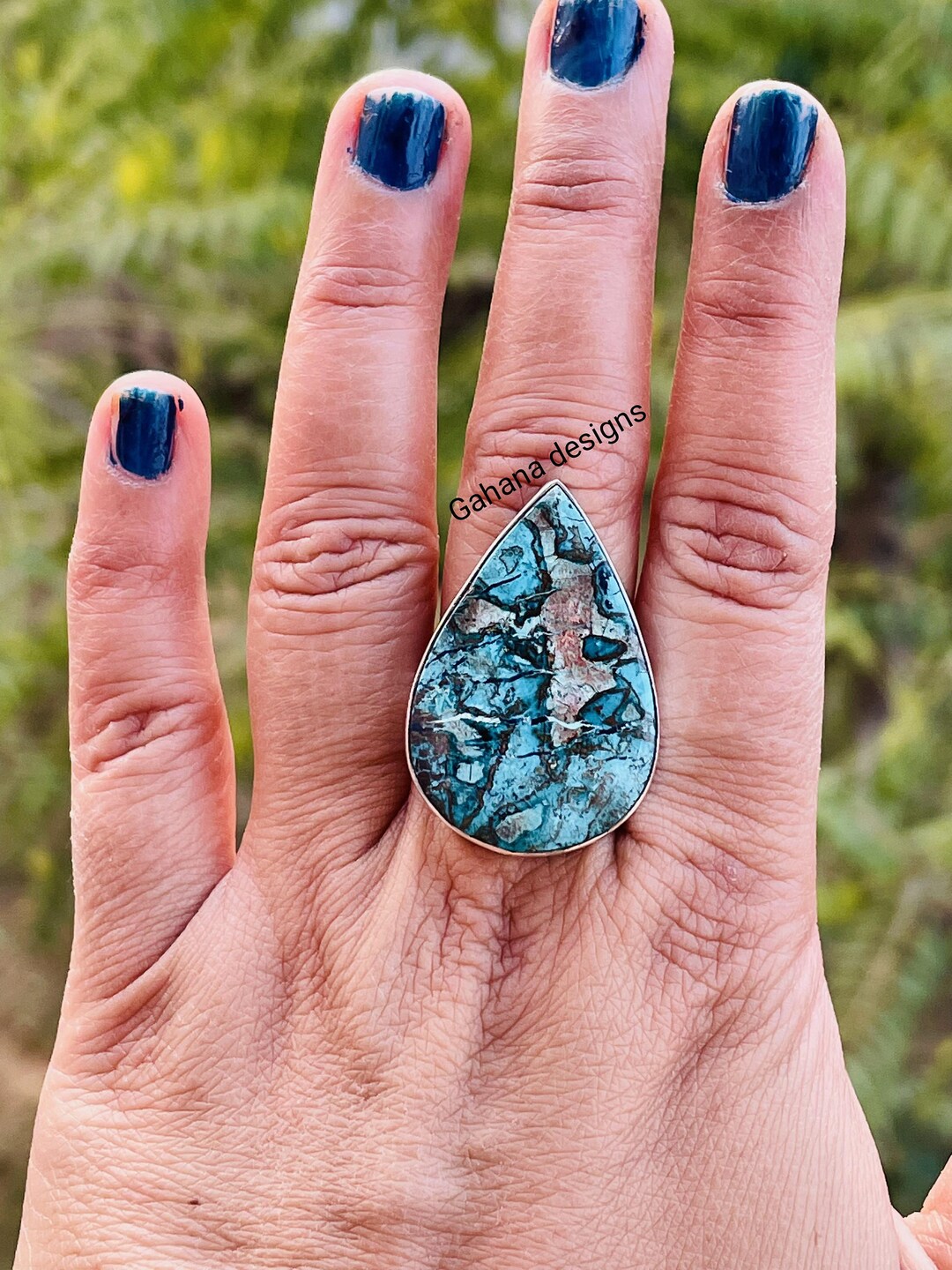 Handmade Arizona Shattuckite Ring: 925 Sterling Silver Healing Crystal ...