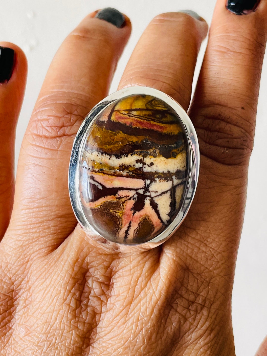 Australian Picture Jasper Natural Gemstone Solid 925 Sterling Silver ...