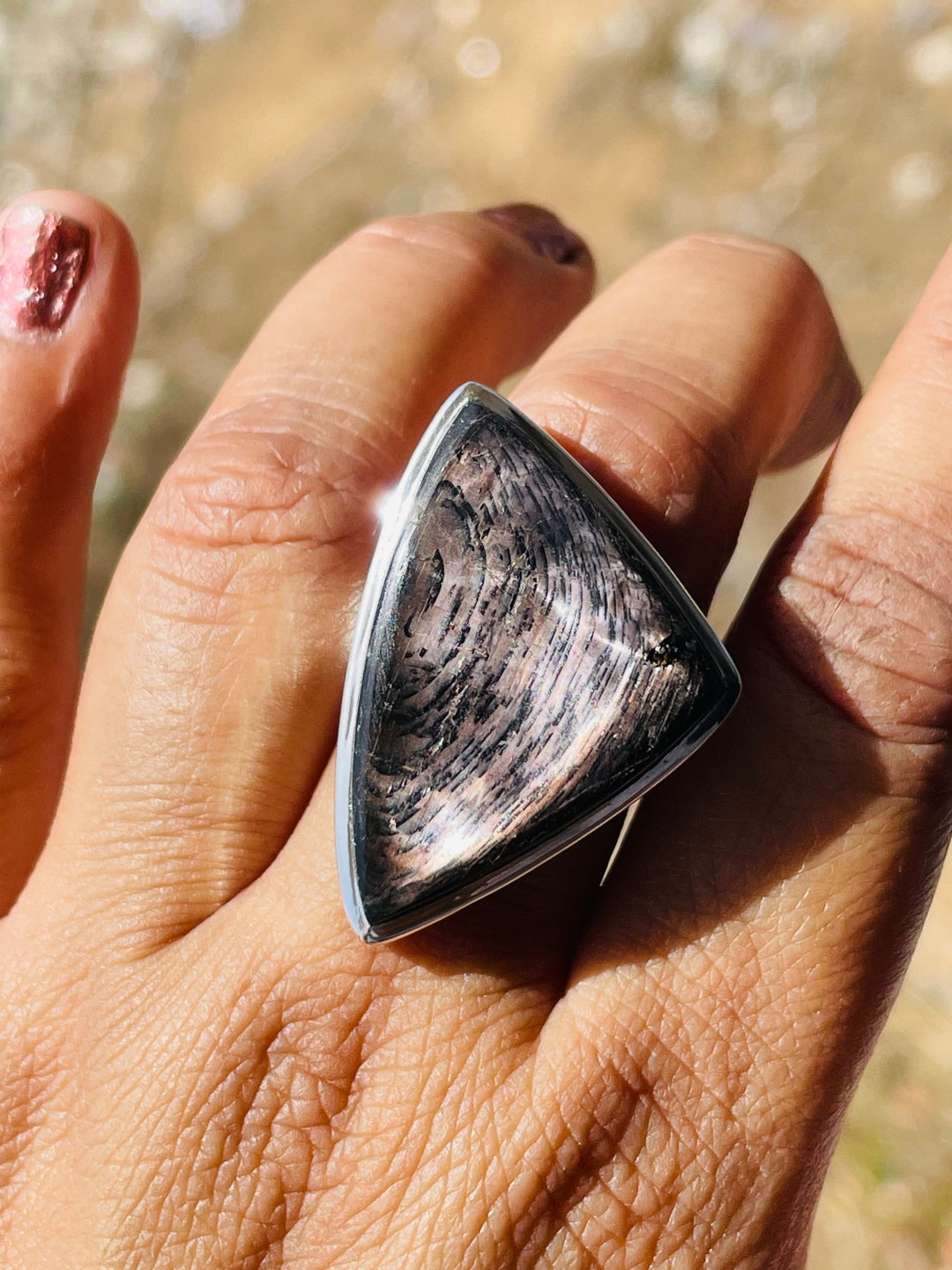 Fancy Shape Hypersthene Crystal Ring Solid 925 Sterling Silver Handmade ...