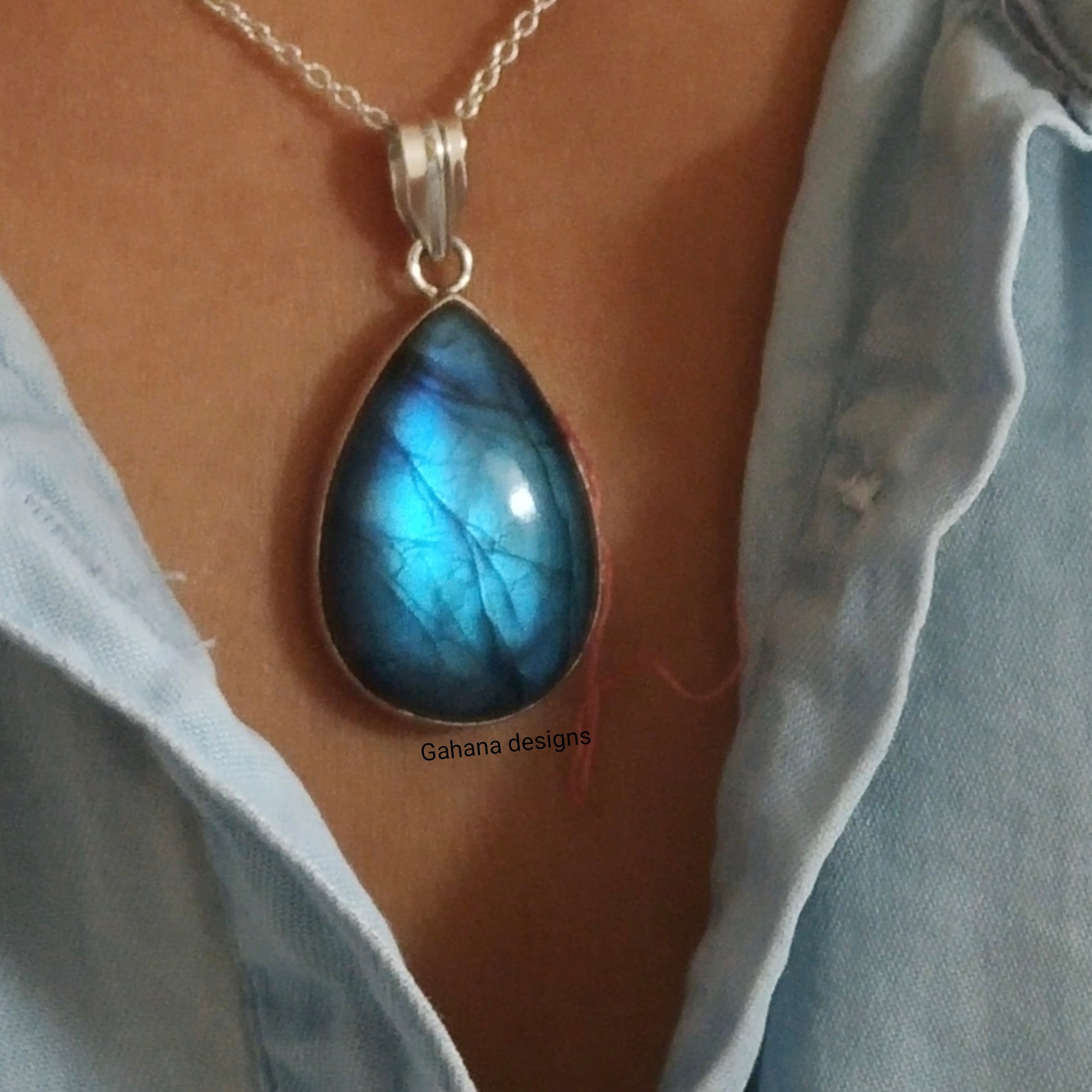 Labradorite Pendant,925 Sterling Silver,stunning Deep Blue Labradorite ...